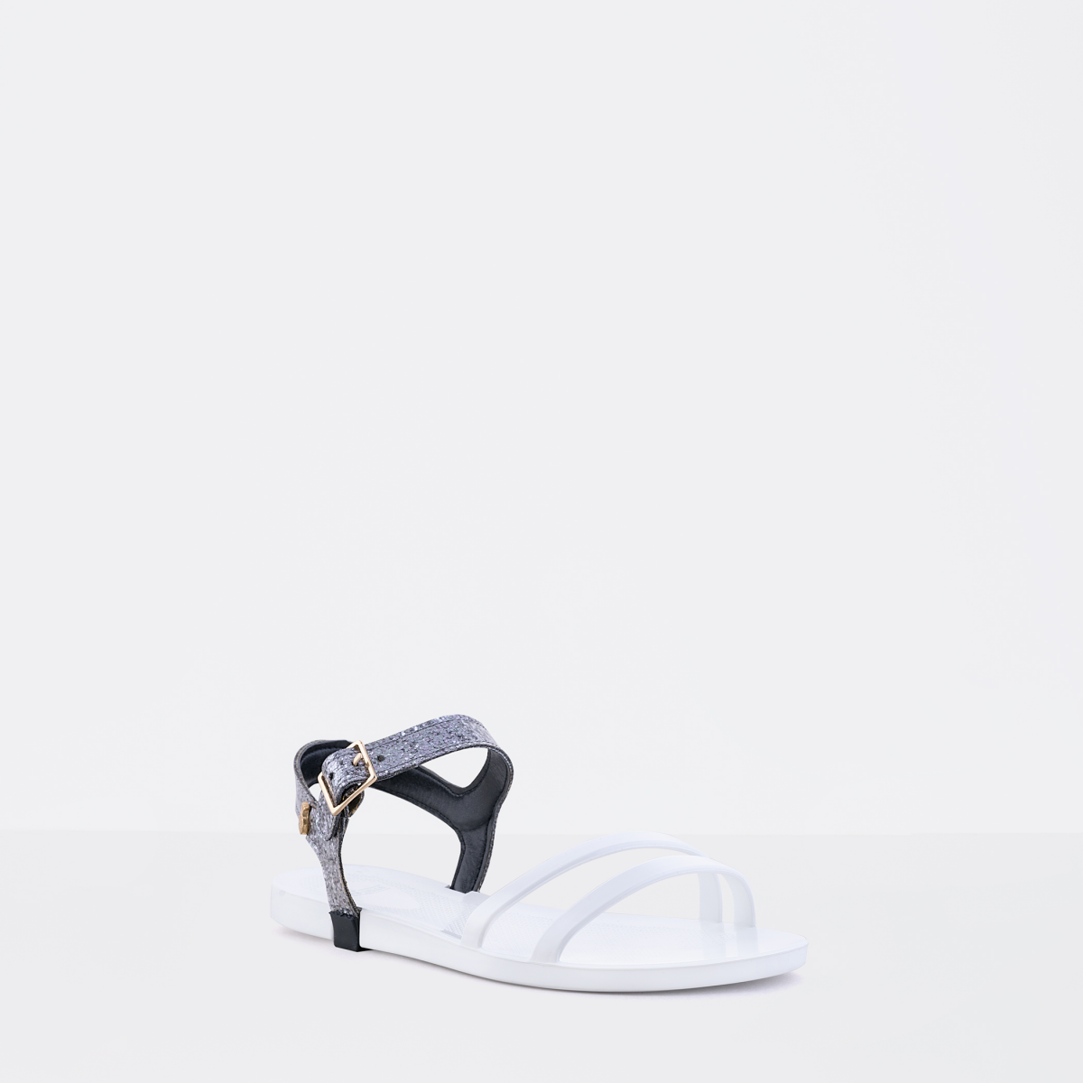 Lemon Jelly | White Flat Jelly Sandals with Glitter STARY 02 - 10011188