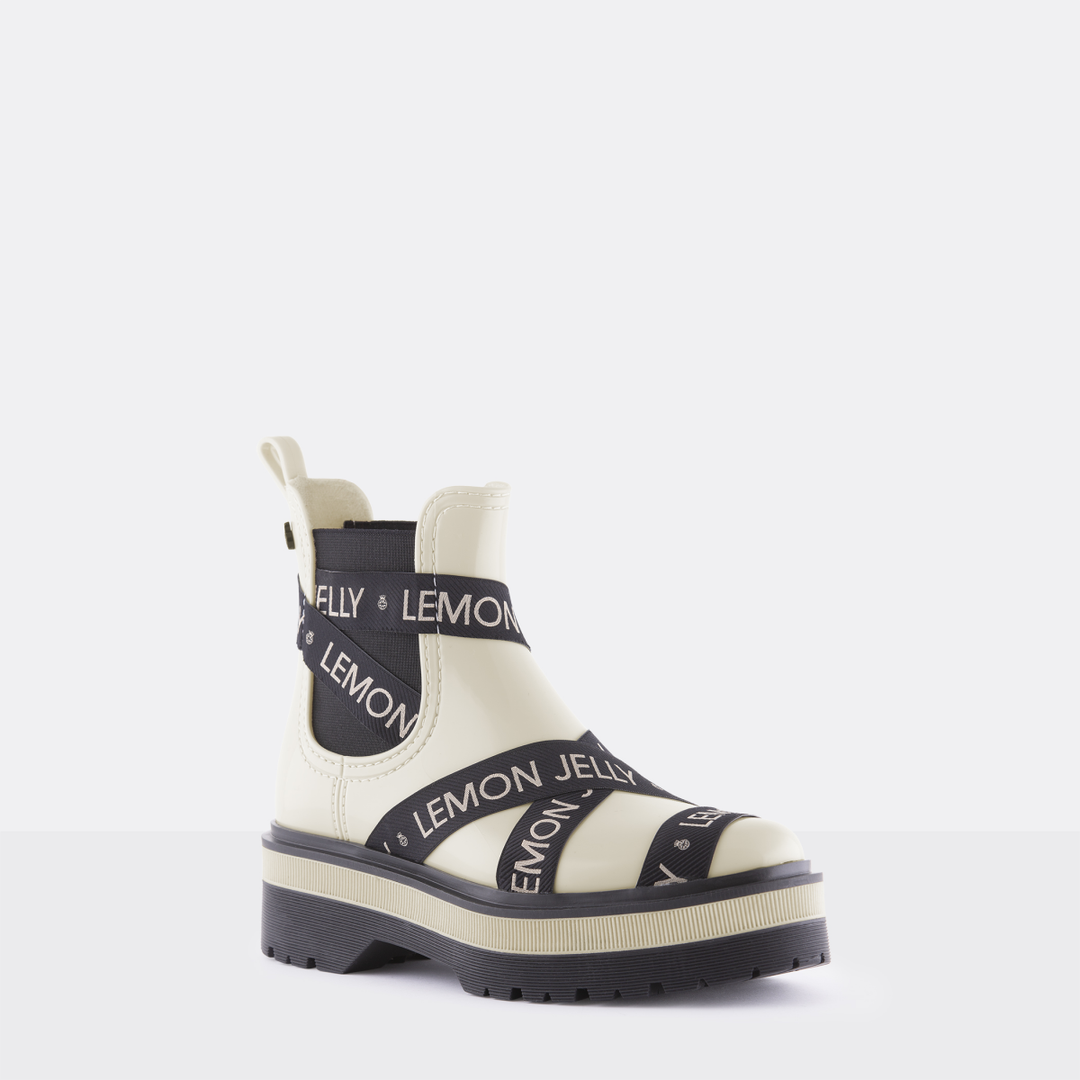 Lemon Jelly Platform White Low Boots with Straps FRANCESCA 04 - 10018775