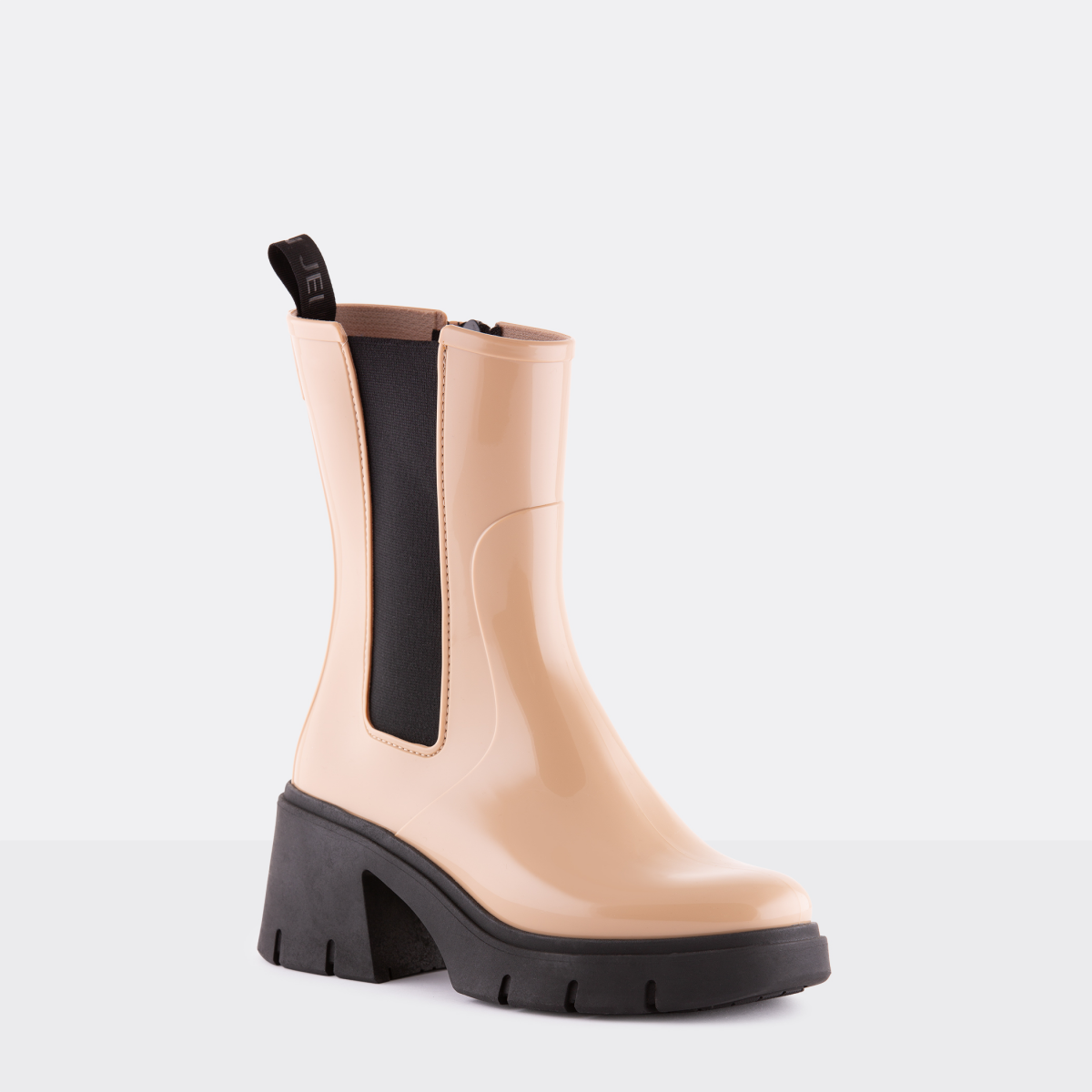 Lemon Jelly Boots | Vegan Mid Calf Beige Boots with Heel CIANA 04 ...
