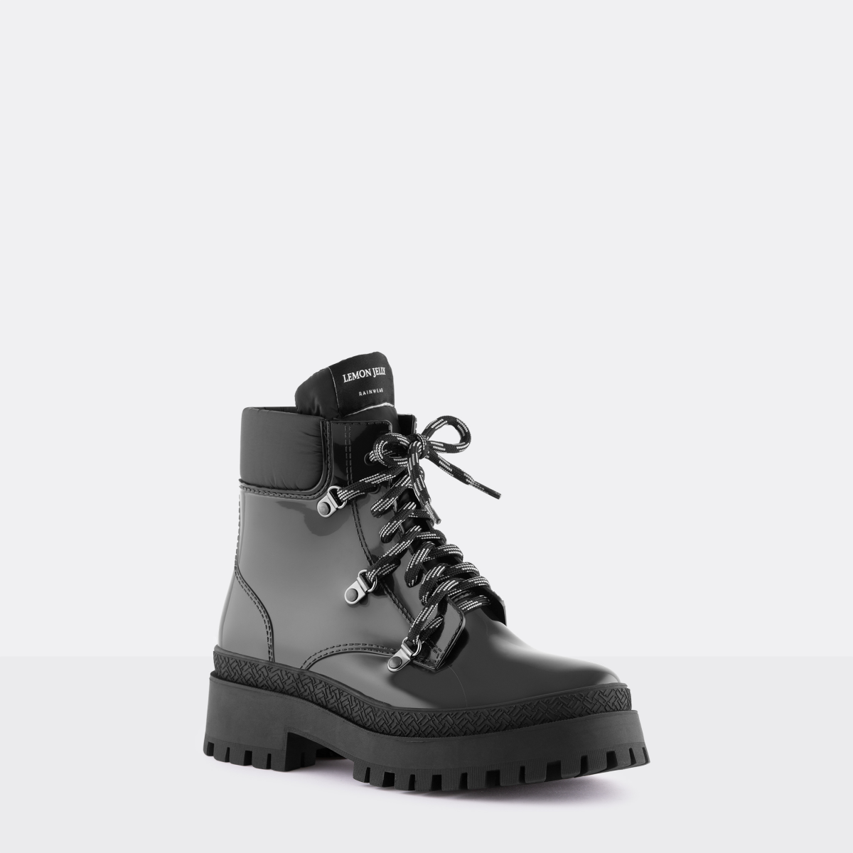 Lemon Jelly Boots | Vegan Black Chunky Boots w/ Laces SIERRA 01 - 10020095
