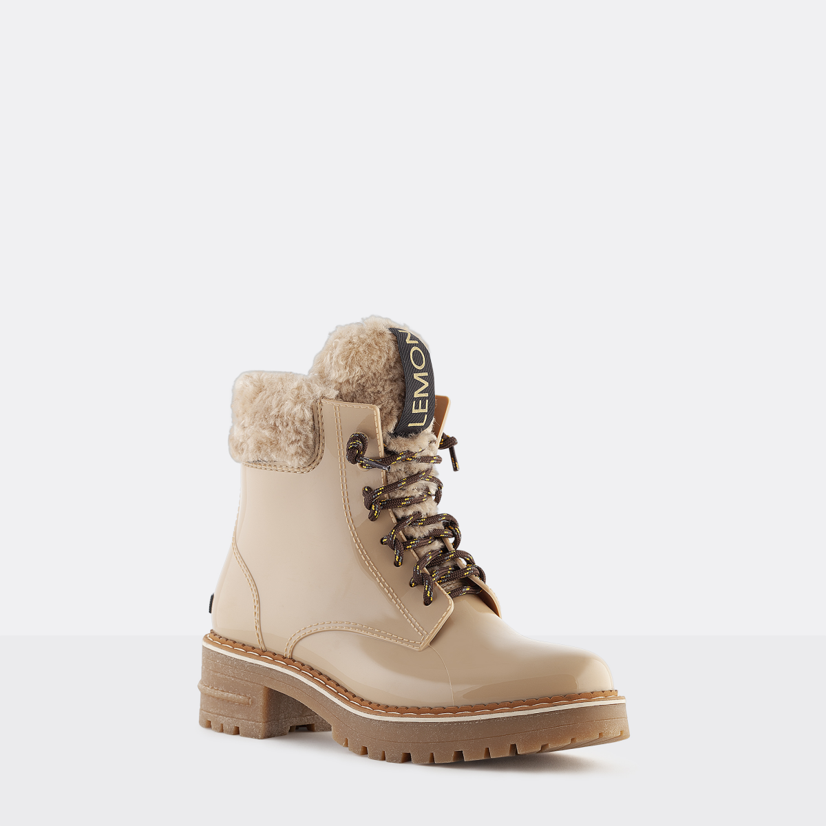 Lemon Jelly Vegan Beige Low Boots with Synthetic Fur OLETA 02 - 10017438
